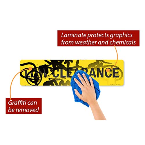 SmartSign - LB-0961-EU-6x24 "Low Clearance" Label | 6" x 24" Laminated Vinyl Black on Yellow