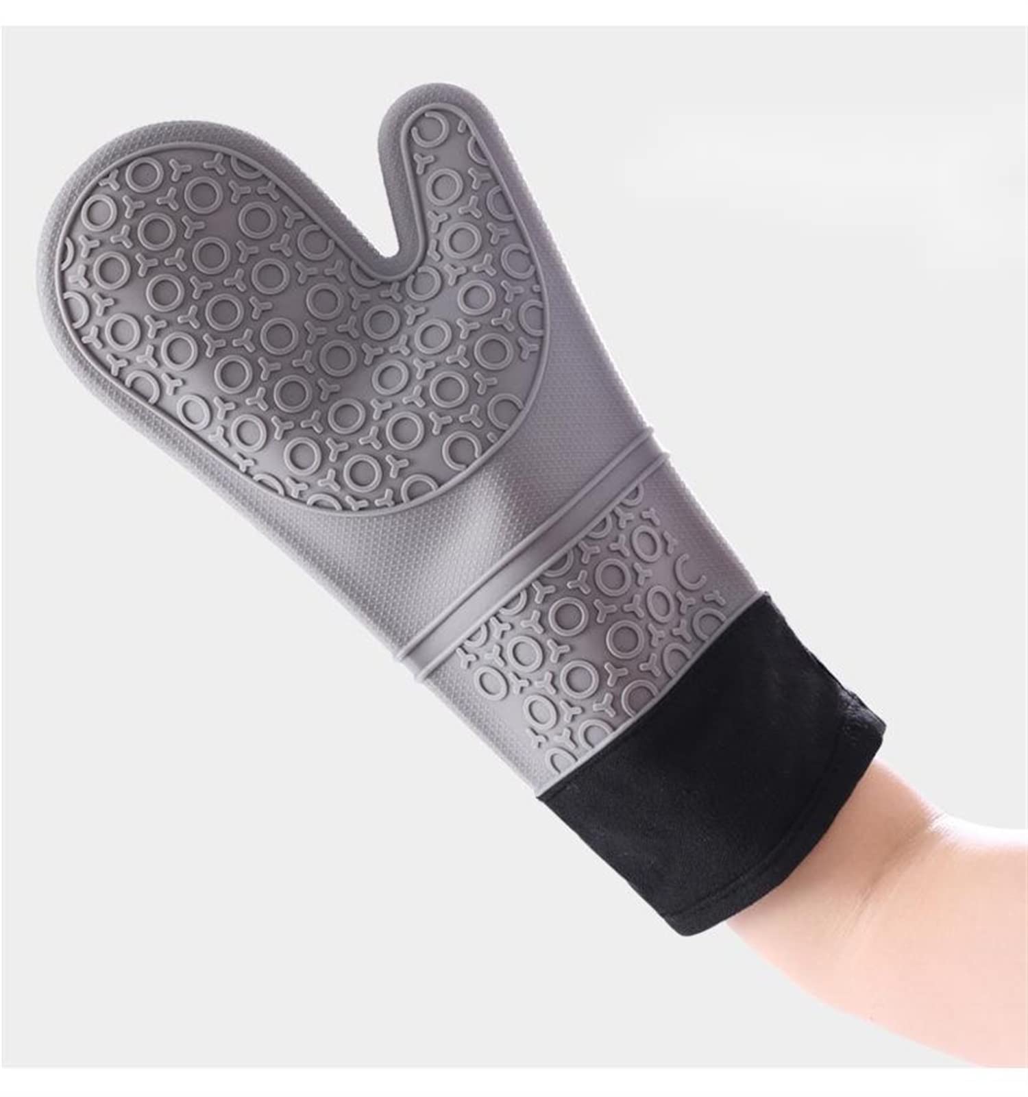 TBMAKE Oven Mitt Silicone Heat Resistant Gloves Household Long Cotton Microwave Mittens Oven Kitchen Baking Glove Cooking Barbecue Gants (Color : 1pcs Red)