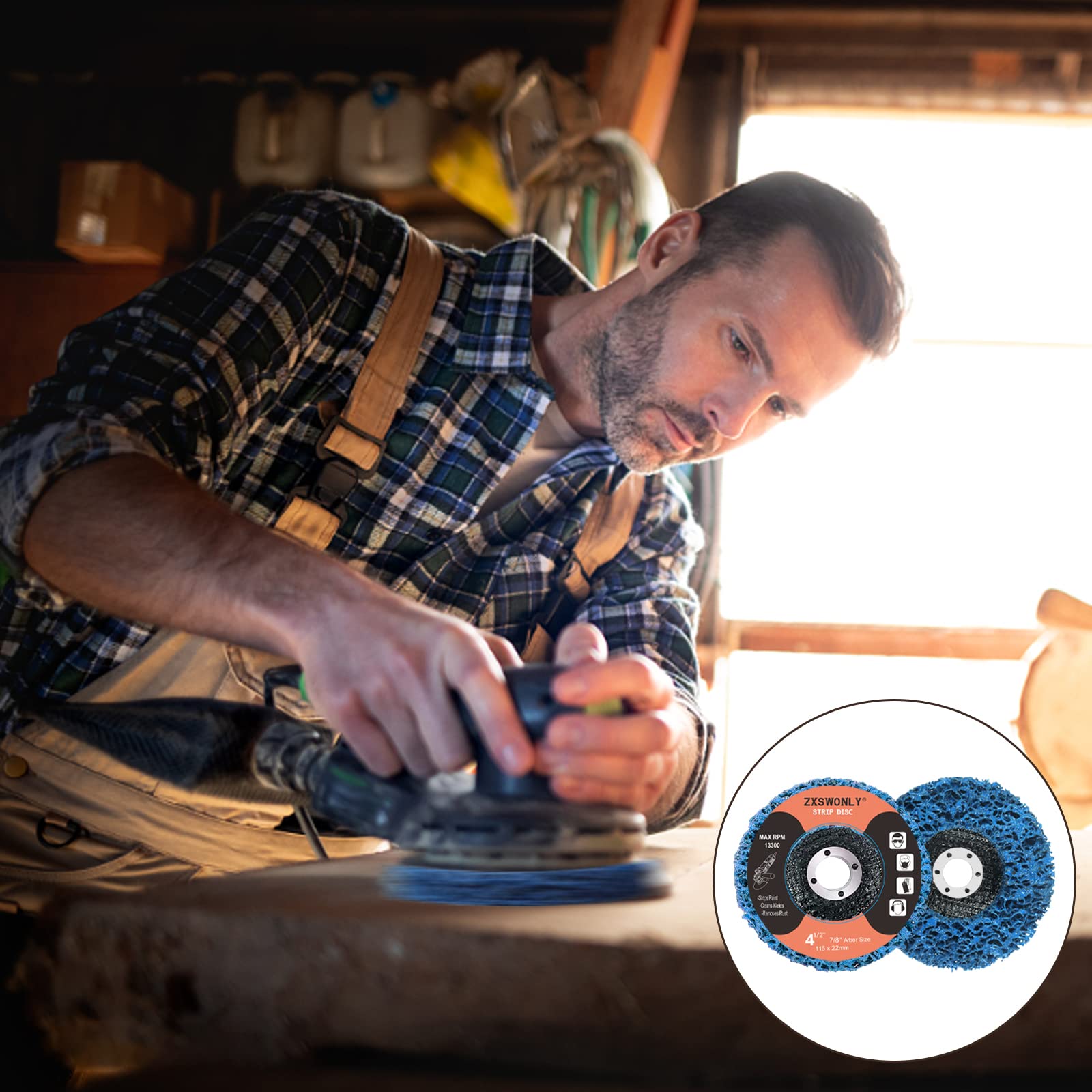 ZXSWONLY 27 Pack 2’’ Quick Change Easy Strip Discs for Drill & Die Grinder & air Grinders Quick Clean and Remove Paint Coating Rust Welds Oxidation (with 2 x disc pad Holder)