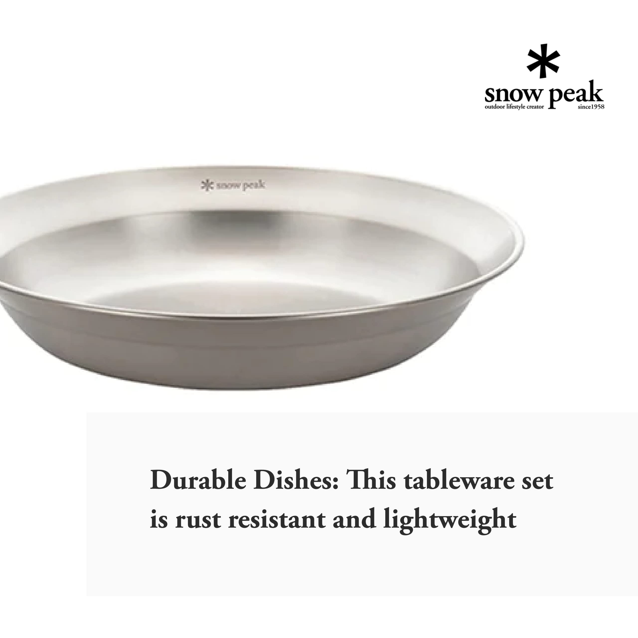 Snow Peak Tableware Dish, TW-032, Stainless Steel, Lightweight for Camping Everyday Use, Made in Japan, Lifetime Product Guarantee