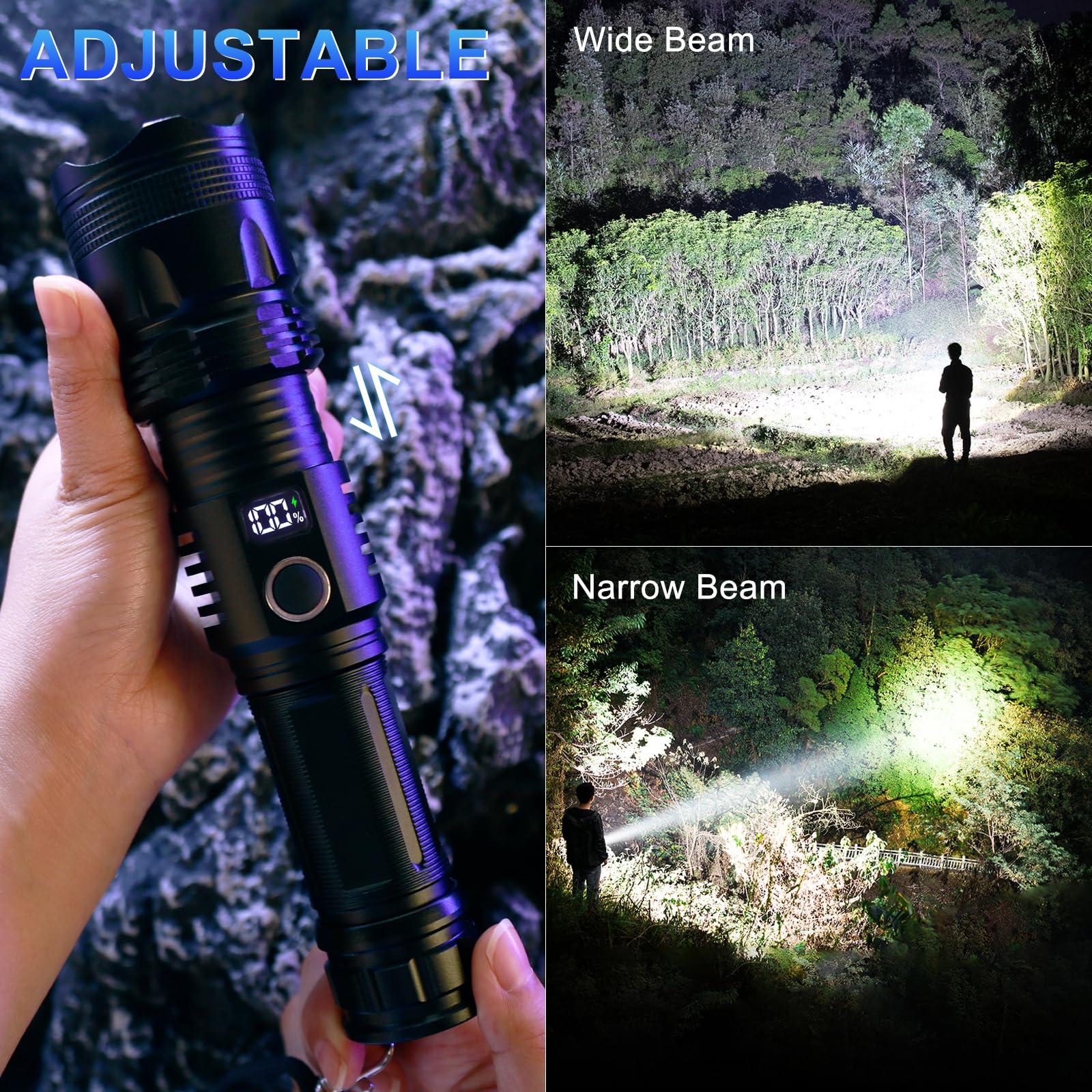 Vinderfine Flashlights High Lumens Rechargeable, 250000 Lumens Bright Led Flashlight, P50-YJK