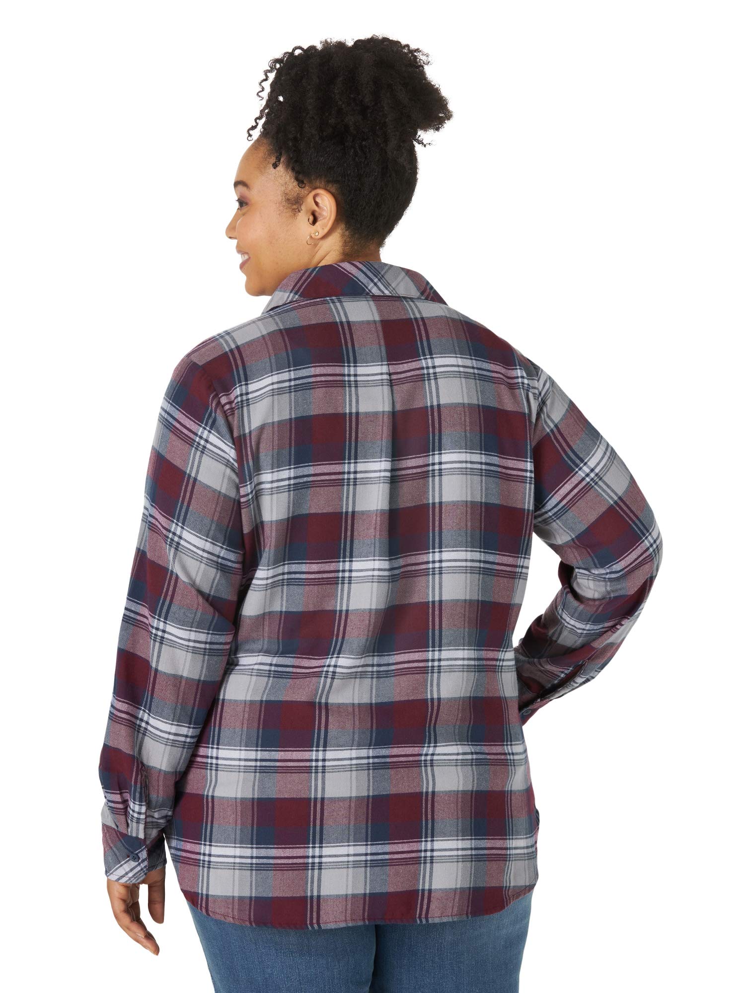 Riders by Lee Indigo Women's Plus Size Long Sleeve Semi-Fitted Flannel Shirt, Olive Night, 2X