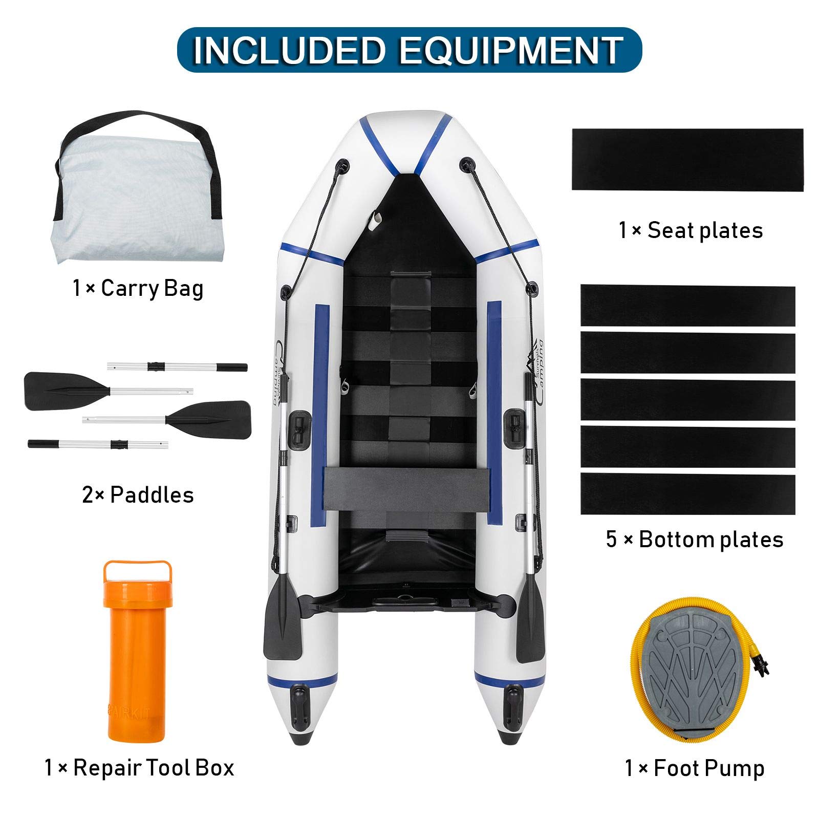 Trlec gt4-ly Durable 7.5ft 180kg Water Adult Assault Boat Off-White