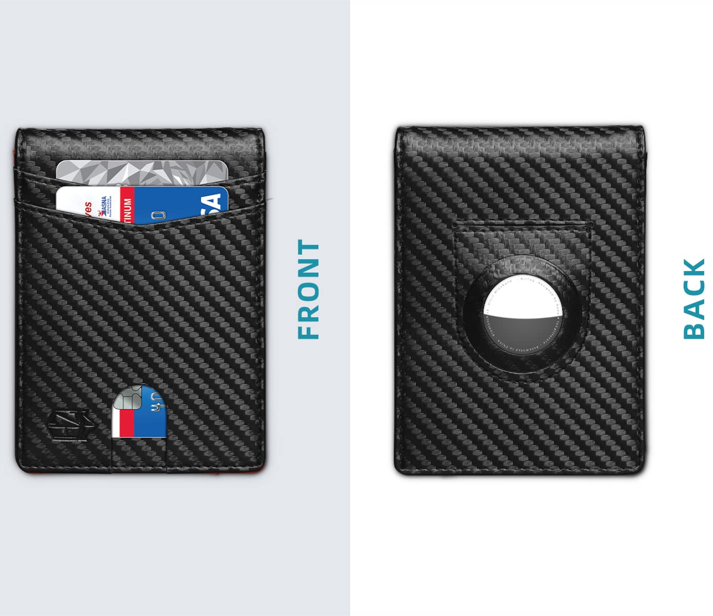 Zitahli Airtag-Wallet-Mens-Slim-RFID Wallet Leather with Airtag Holder 12 Card Slots Slim with ID Window Money Clip Gift Box