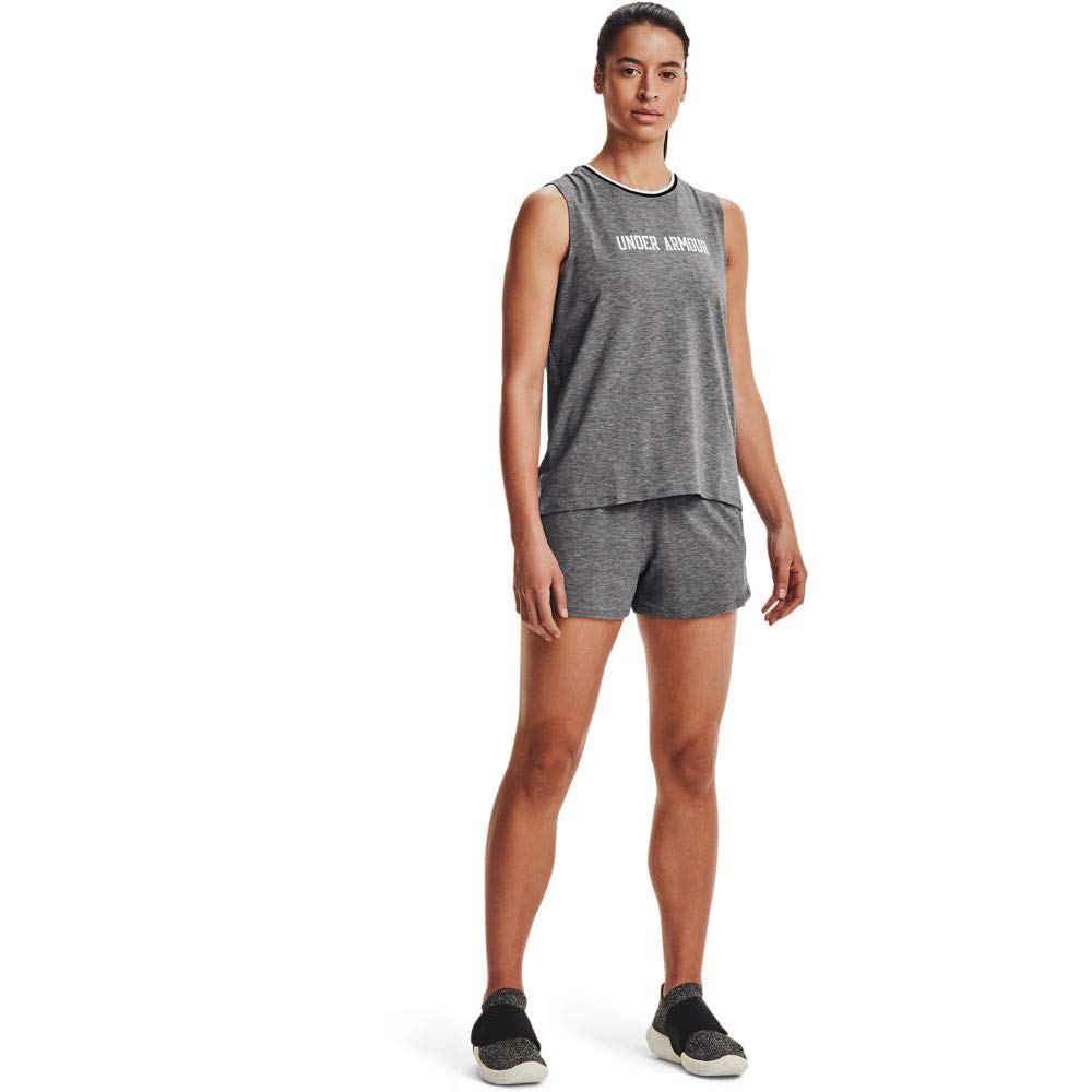 Under Armour Recovery Sleepwear Tank, Black Fade Heather (001)/Metallic Silver, X-Large