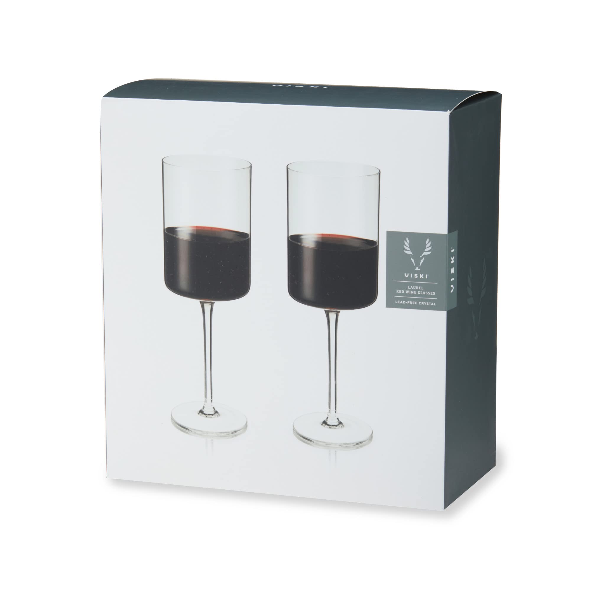 Viski Laurel Red Wine Glasses, Crystal Stemmed Tumblers Glassware for Wine or Cocktails, Top Rack Dishwasher Safe, 18 Oz, Set of 2