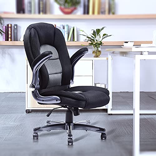 SP Mesh Office Chair Adjustable Tilt Angle and Flip-up Arms Executive Computer Desk Chair, Thick Padding for Comfort and Ergonomic Design for Lumbar Support (GY)