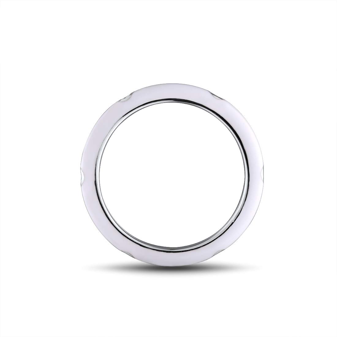 Santuzza Stackable Enamel Ring 925 Sterling Silver Stacking Cubic Zirconia Eternity Colorful Rainbow Band Rings (Small, White, 7)