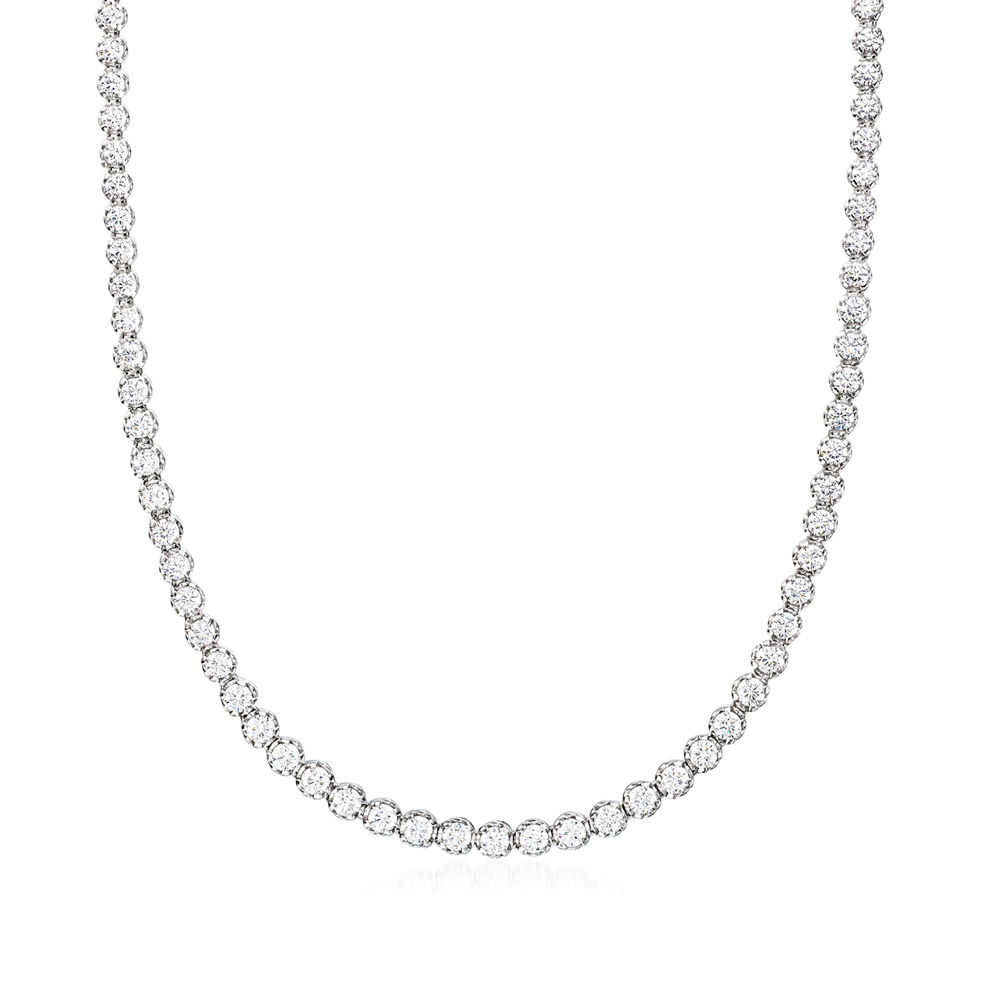Ross-Simons 10.00 ct. t.w. Graduated CZ Tennis Necklace in Sterling Silver. 16 inches