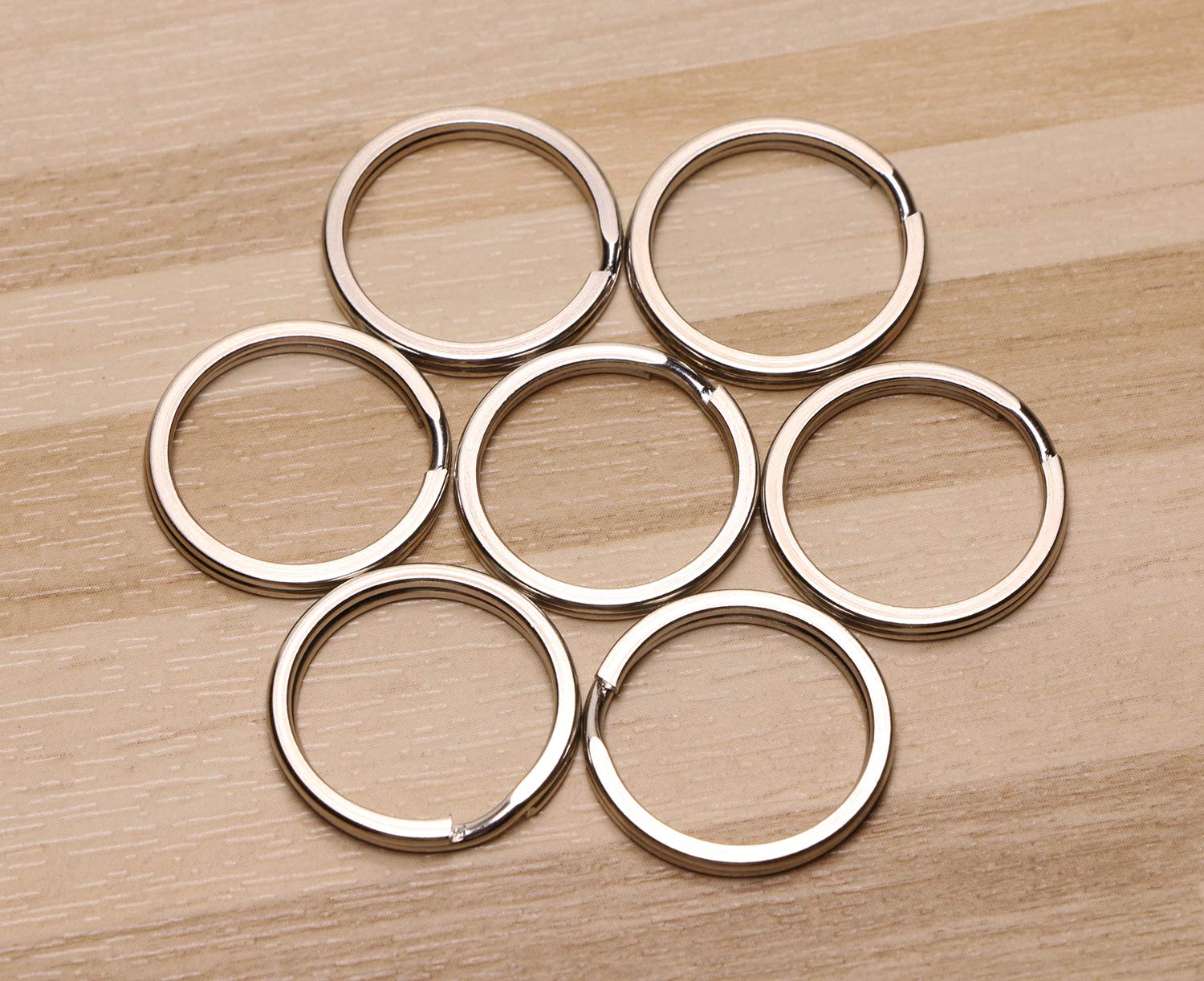 Shapenty 0.75Inch Small Split Flat Metal Key Ring Clip Holder, Silver, 50PCS