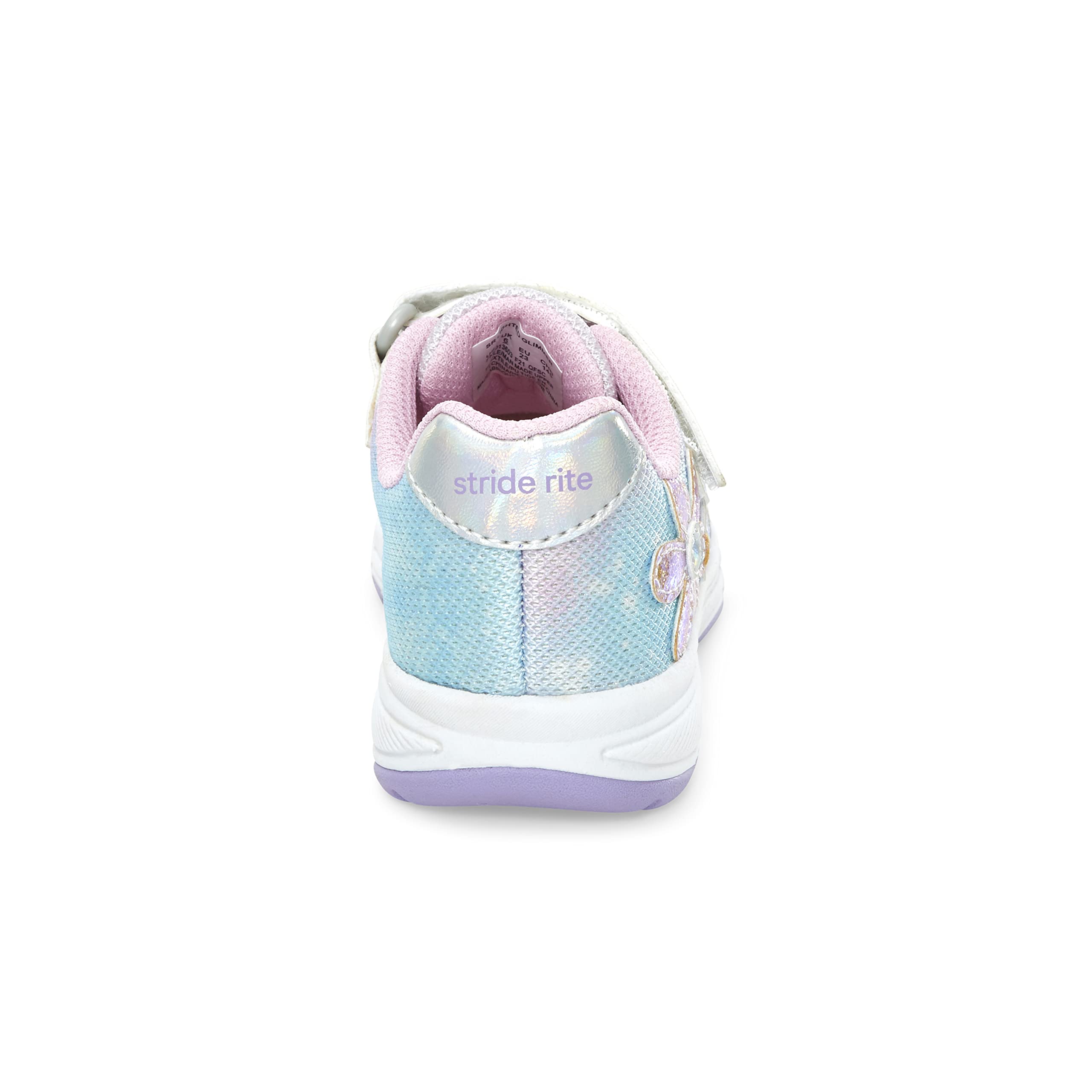 Stride rite Girls SR Lighted Glimmer Sneaker, Iridescent, 1 Wide Little Kid