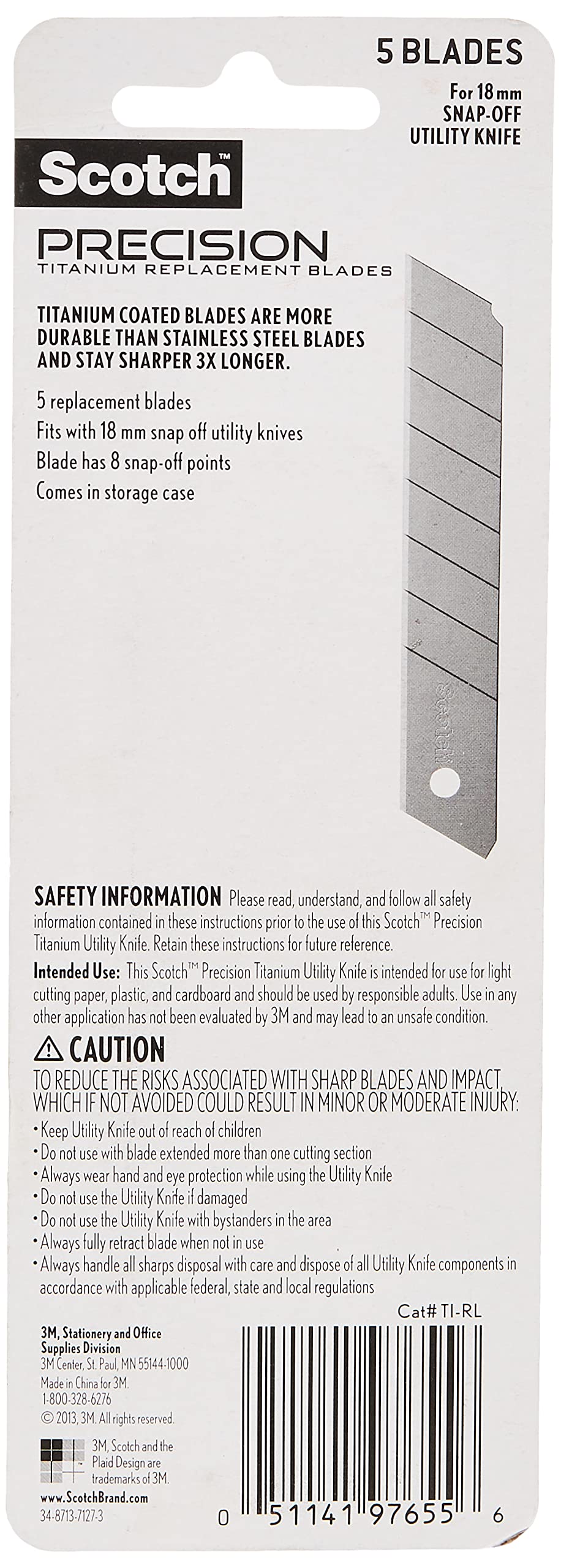 Scotch Utility Knife Refill Blades, Large, 5/Pack