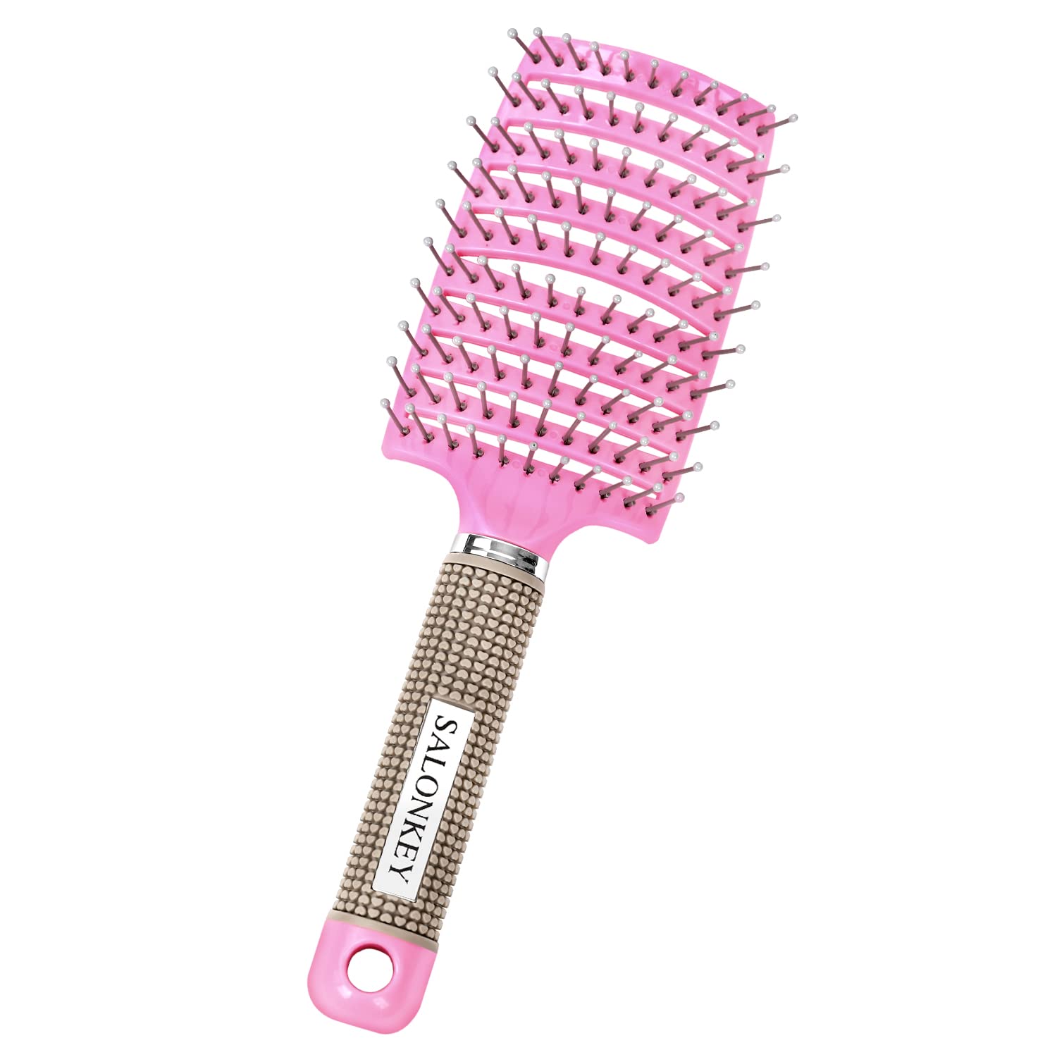 Professional Curved Vented Styling Hair Brush Barber Hairdressing Styling Tools Fast Drying Hair Detangling Massage Brushes (Pink)