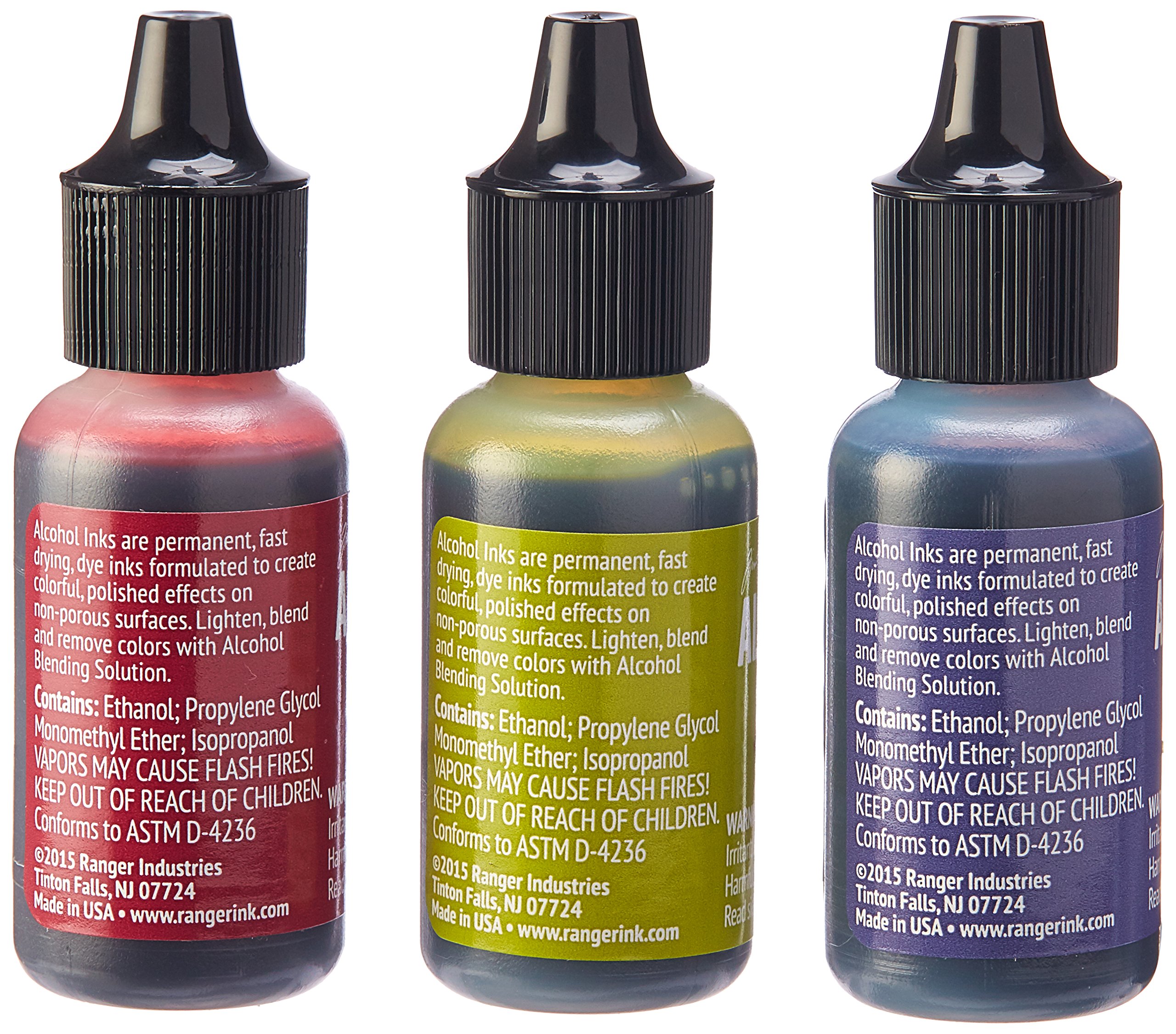 Ranger Tim Holtz Alcohol Ink .5oz 3/Pkg, Farmers Market-Cranberry/Lettuce/Eggplnt, 5.75 x 3.88 x 1