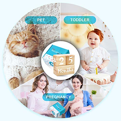 WILLBOND Blocks Baby Monthly Milestone Blocks Baby Age Photo Blocks and Keepsake Photography Nursery Decor (Gender Neutral)