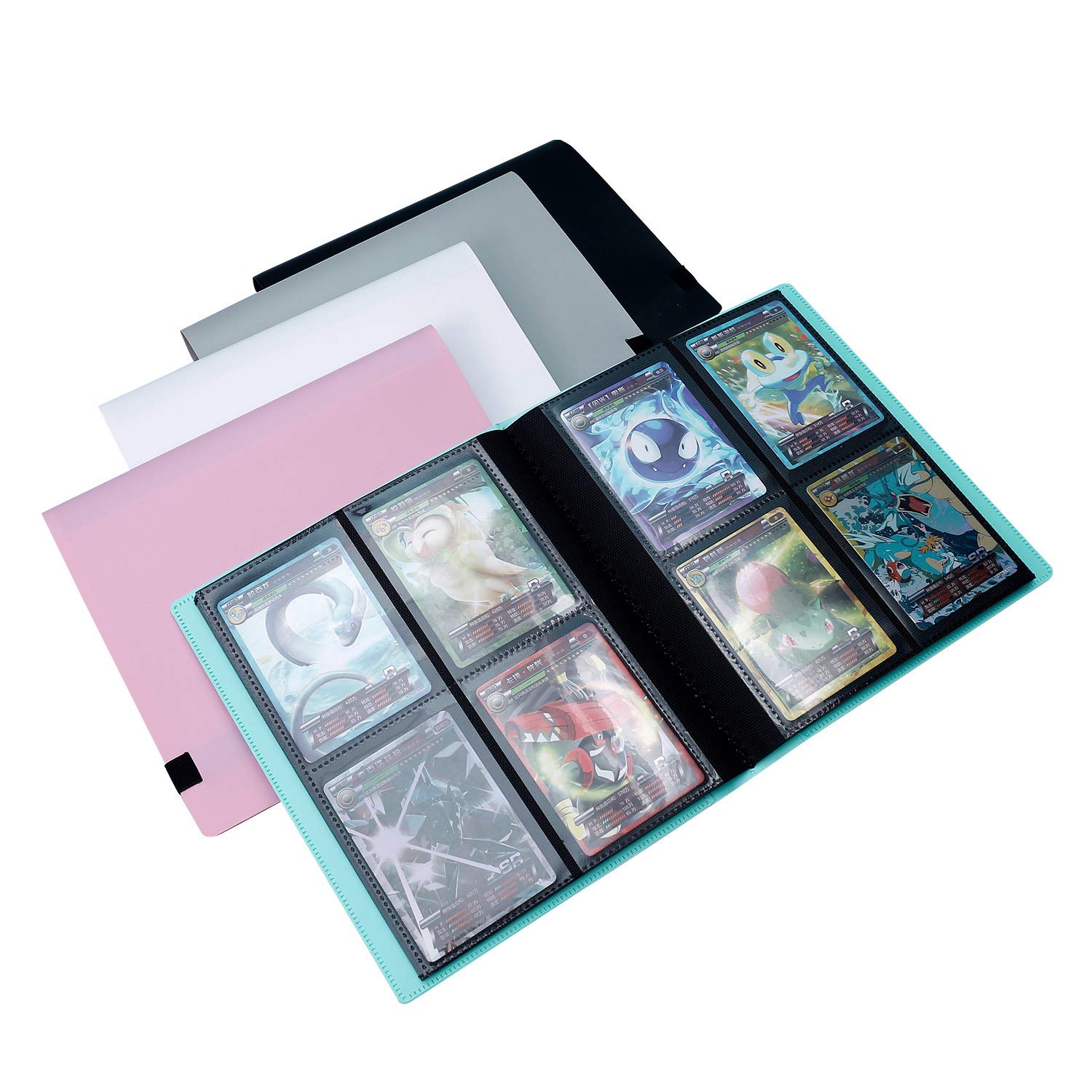 Trading Card Binder Sleeves Standard Size Card Collection Mini Binder Album Protector Holder 160 Pockets Pink