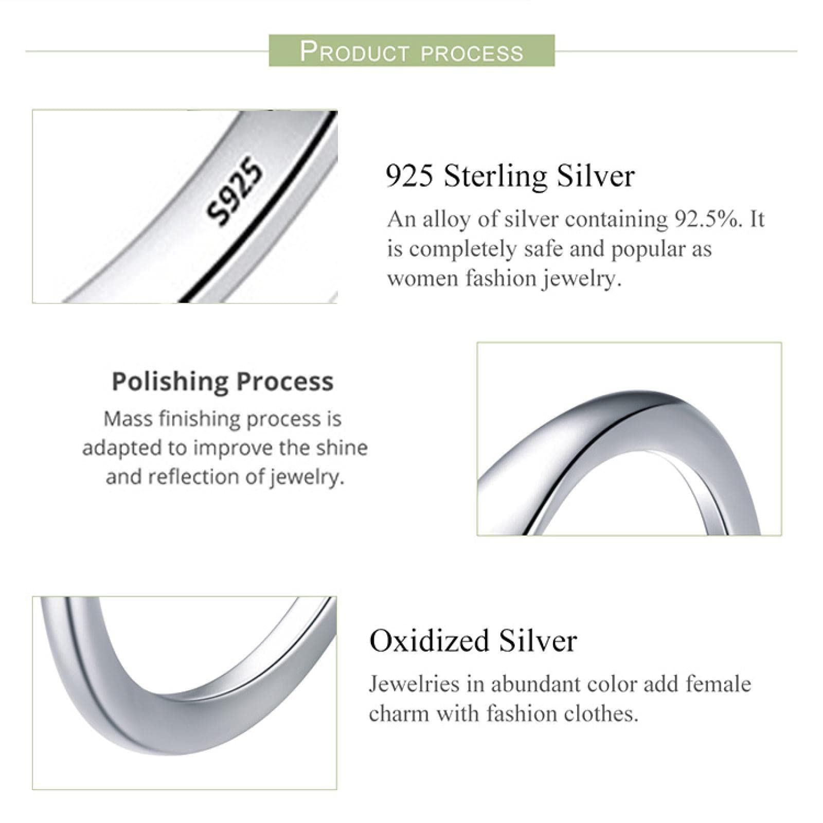 Women'S Sterling Silver Open Ring, Irregular Smooth Ring, Unique Style, Women'S Handmade Rings Black