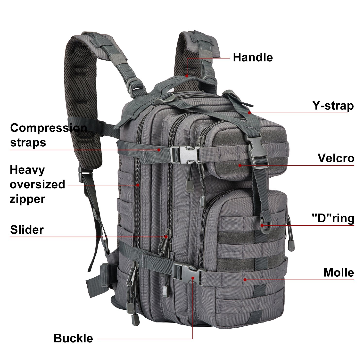 Small Military Tactical Backpack Molle Army Assault Rucksack Pack Bug Out Bag