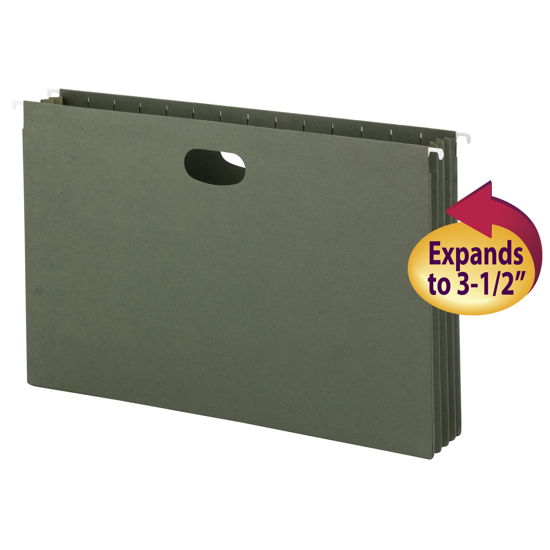 Smead Hanging Pocket with Full-Height Gusset, 3-1/2" Expansion, Legal Size, Standard Green, 4 per Pack (64386)