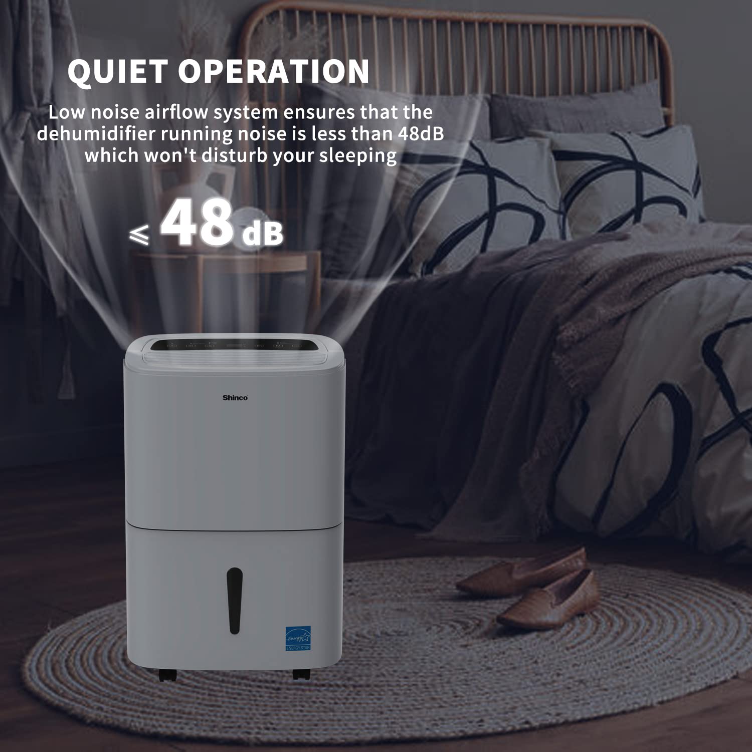Shinco 7,000 Sq.Ft Energy Star Dehumidifier with Pump, Ideal for Large Industrial Rooms and Home Basements, Efficient Moisture Removal and Humidity Control, 1.85 Gallons Water Tank