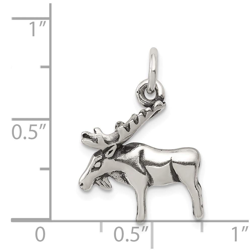 Saris and Things 925 Sterling Silver Antiqued Moose Charm Pendant