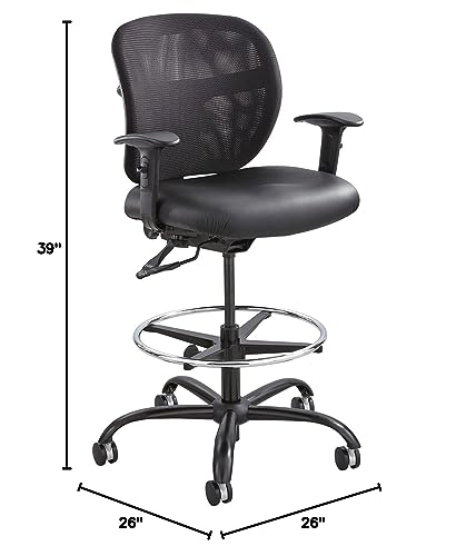 Safco Products Vue Heavy Duty Stool 3394BV, 24-7 Rated, 350 lbs Capacity, Ergonomic Mesh Back, 360° Swivel Seat, 5-Star Base