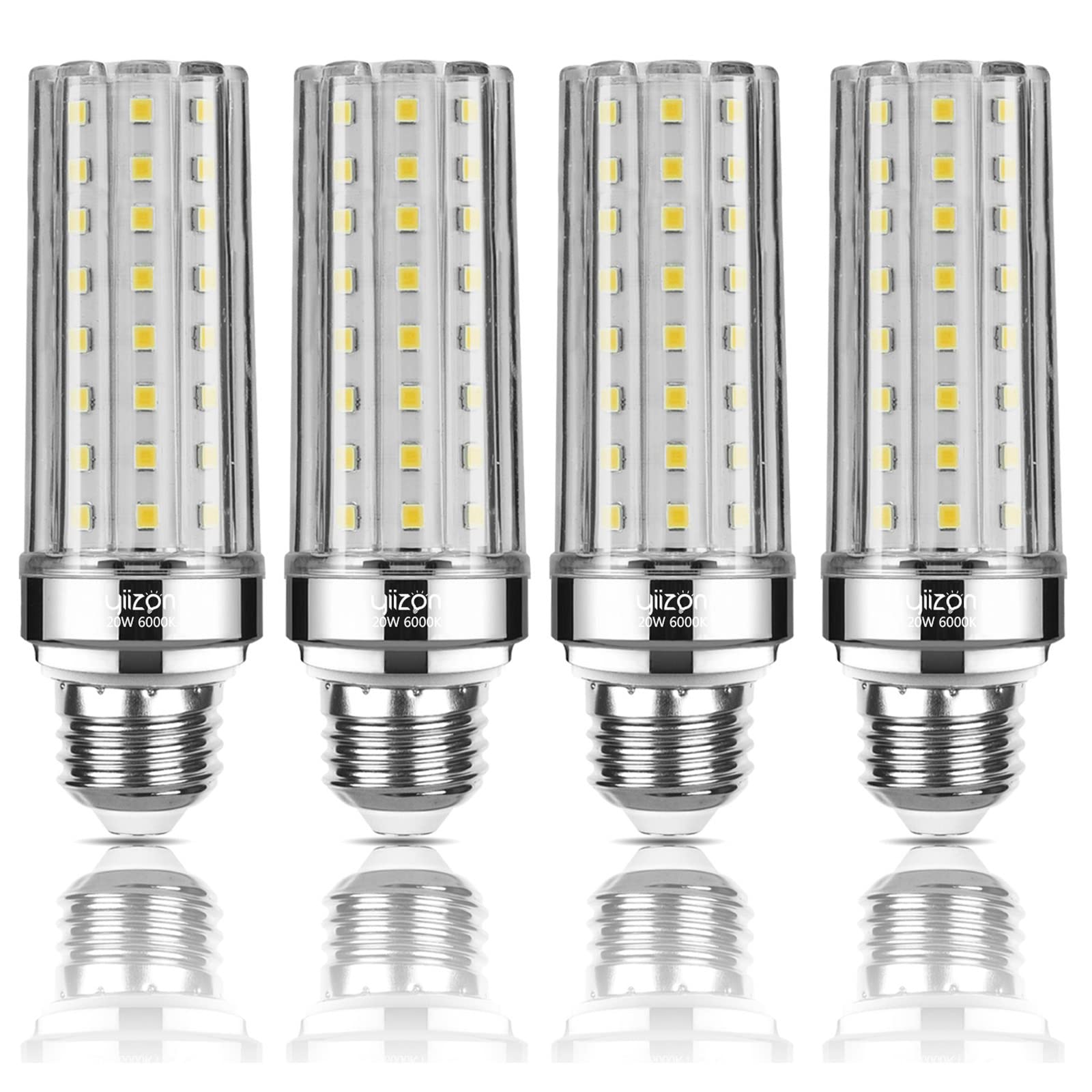 YIIZON LED Corn Bulbs, E26, 20W, Equivalent to 150 W Incandescent Light Bulbs, 6000K Daylight White, 2000LM, E26 Edison Screw Light Bulbs,Non-dimmable Candelabra LED Light Bulbs 4 Pack