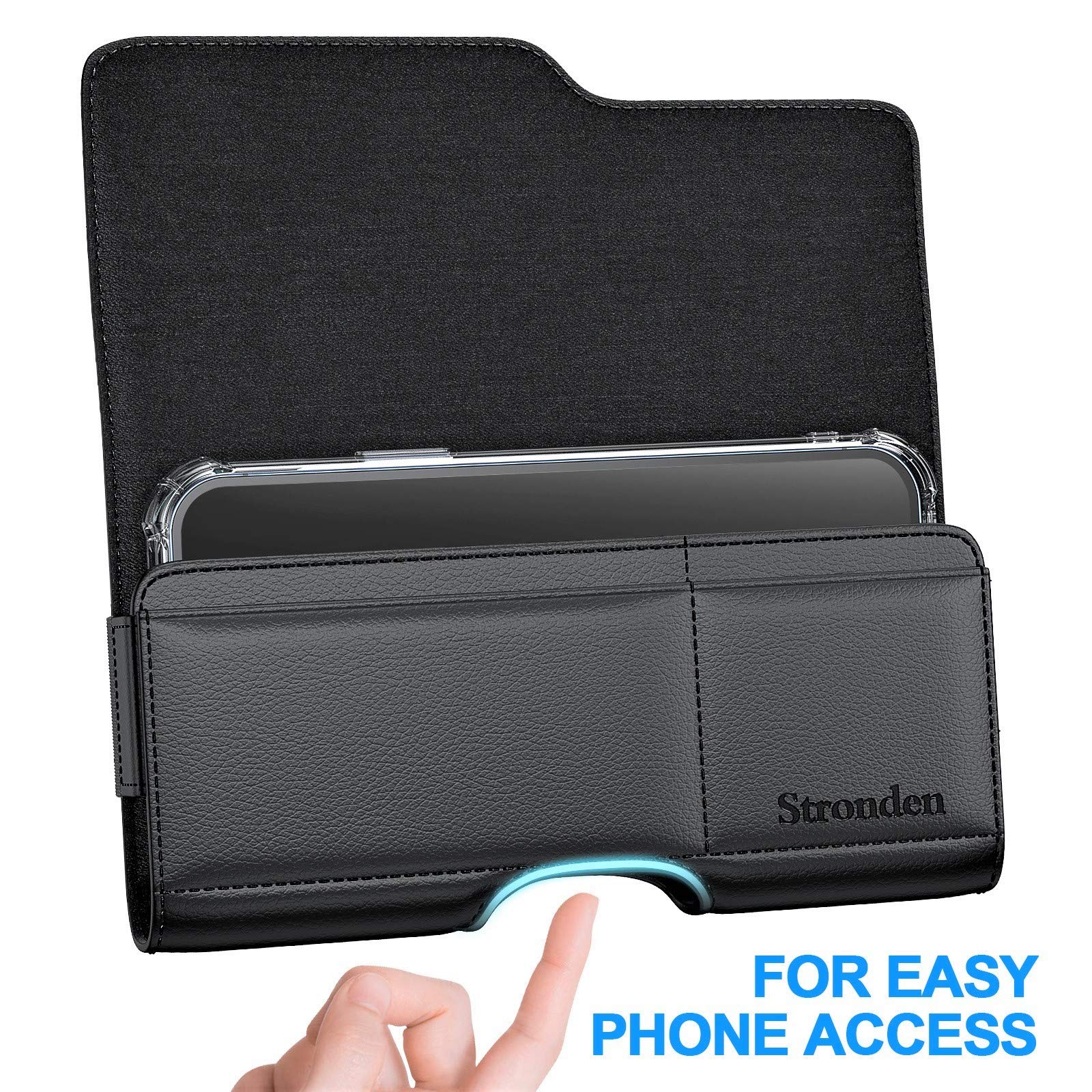 Stronden Holster for iPhone SE (2022, 2020), 8 - Leather Belt Case with Belt Clip [Magnetic Closure] Pouch w/Built in Card Holder (Battery Case/Otterbox Defender or Commuter Case Only)
