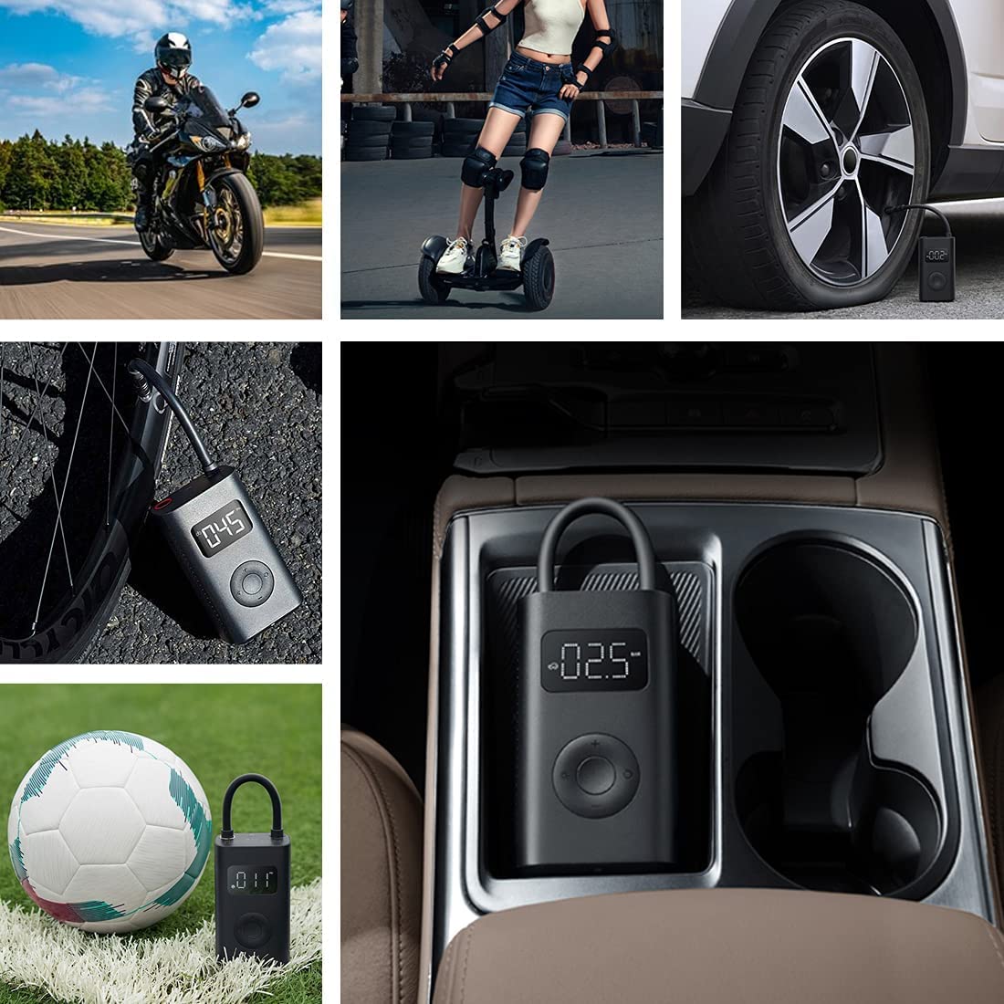 Xiaomi Air Inflator Tire Pressure Tester Pump Electric Car Air Compressor Hand Held Tire Pump Led Light LCD Display 2000mAh Lithium Battery150PSI For Car Bicycle Tires Ball and Other Inflatables