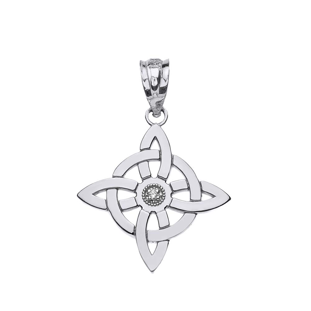 Sterling Silver Wiccan Witch's Knot Pagan Symbol CZ Pendant