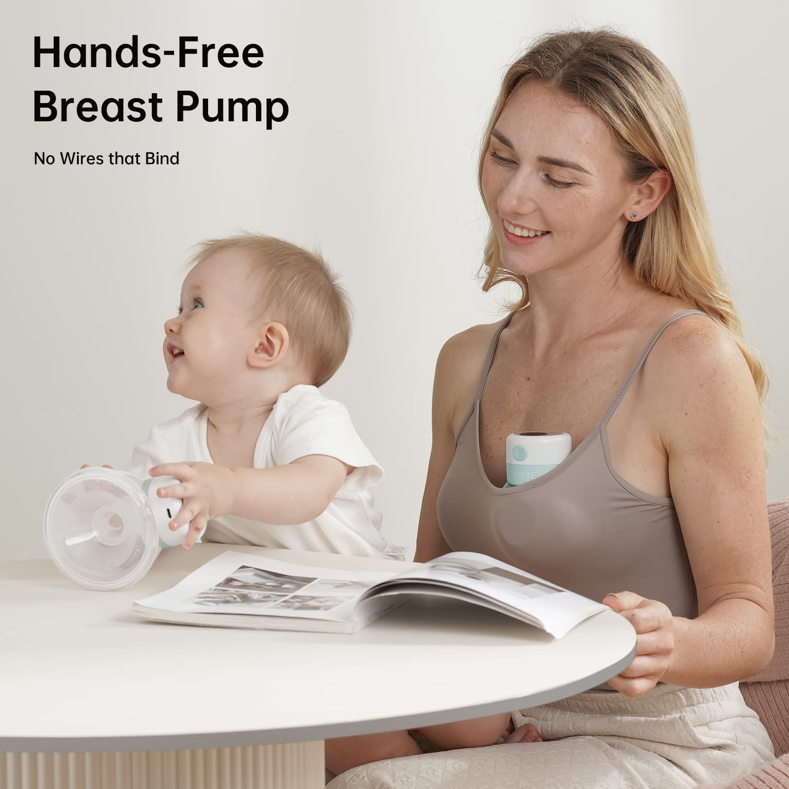 TSRETE Breast Pump, Wearable Breast Pump, Electric Hands-Free Breast Pumps with 2 Modes, 9 Levels, LCD Display, Memory Function Rechargeable with Massage and Pumping Mode, 27mm Flange, Pink