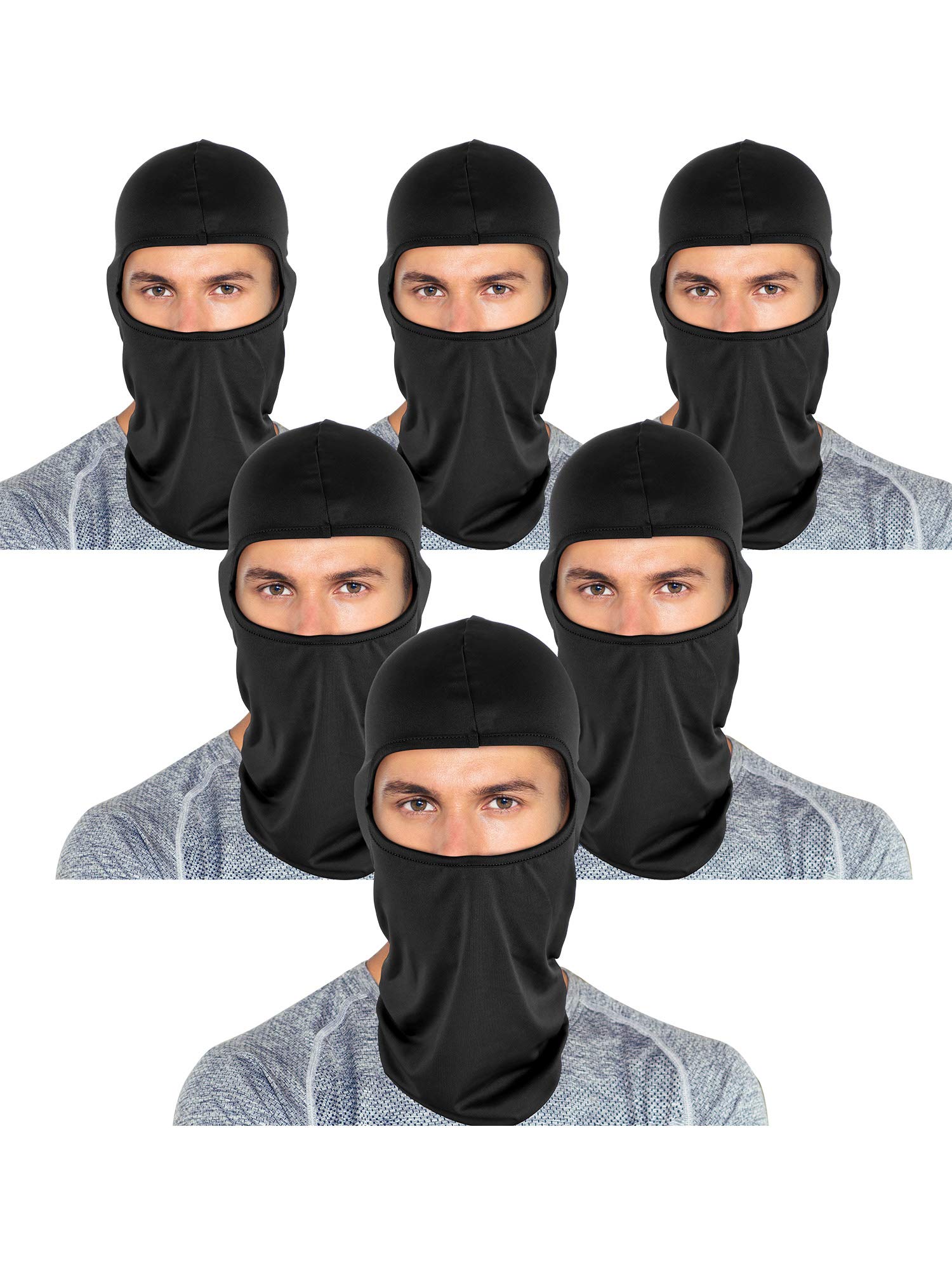 SATINIOR 6 Pieces Ski Mask for Men Balaclava Full Face Cover UV Sun Protection Cooling Neck Gaiter Clothing Scarf Bandana(Black,Ice Silk)