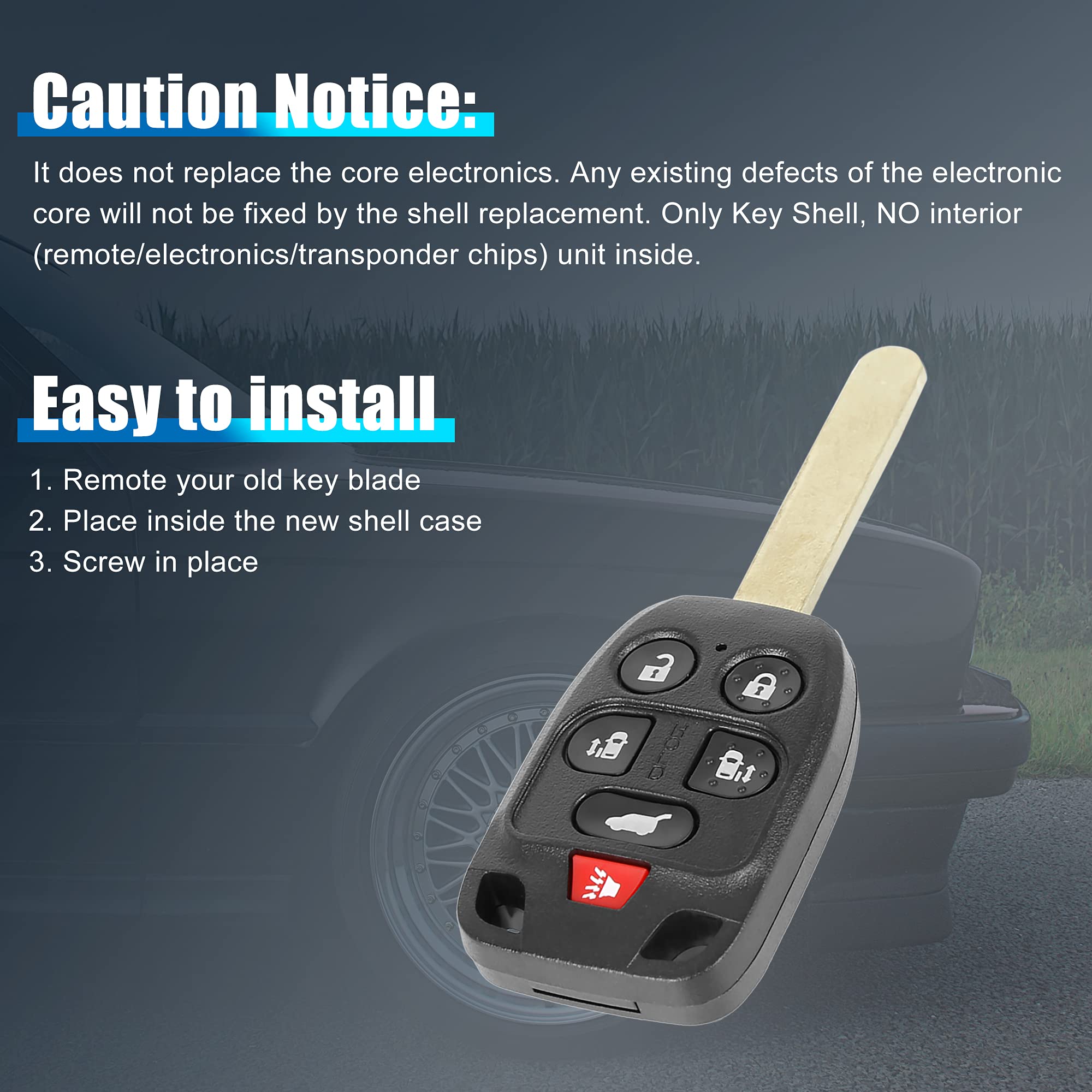 X AUTOHAUX New Car Replacement Keyless Remote Key Fob Shell Case Black N5F-A04TAA for Honda Odyssey 2011-2013