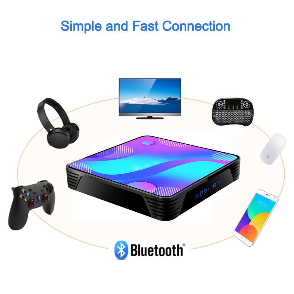 TV Box Android 11.0, YAGALA X10 TV Box with Backlit Mini Keyboard, 4GB RAM 64GB ROM RK3318 Quad-Core 64bit Cortex-A53 Support Dual-WiFi 2.4GHz/ 5GHz WiFi 4K UHD Bluetooth 4.0