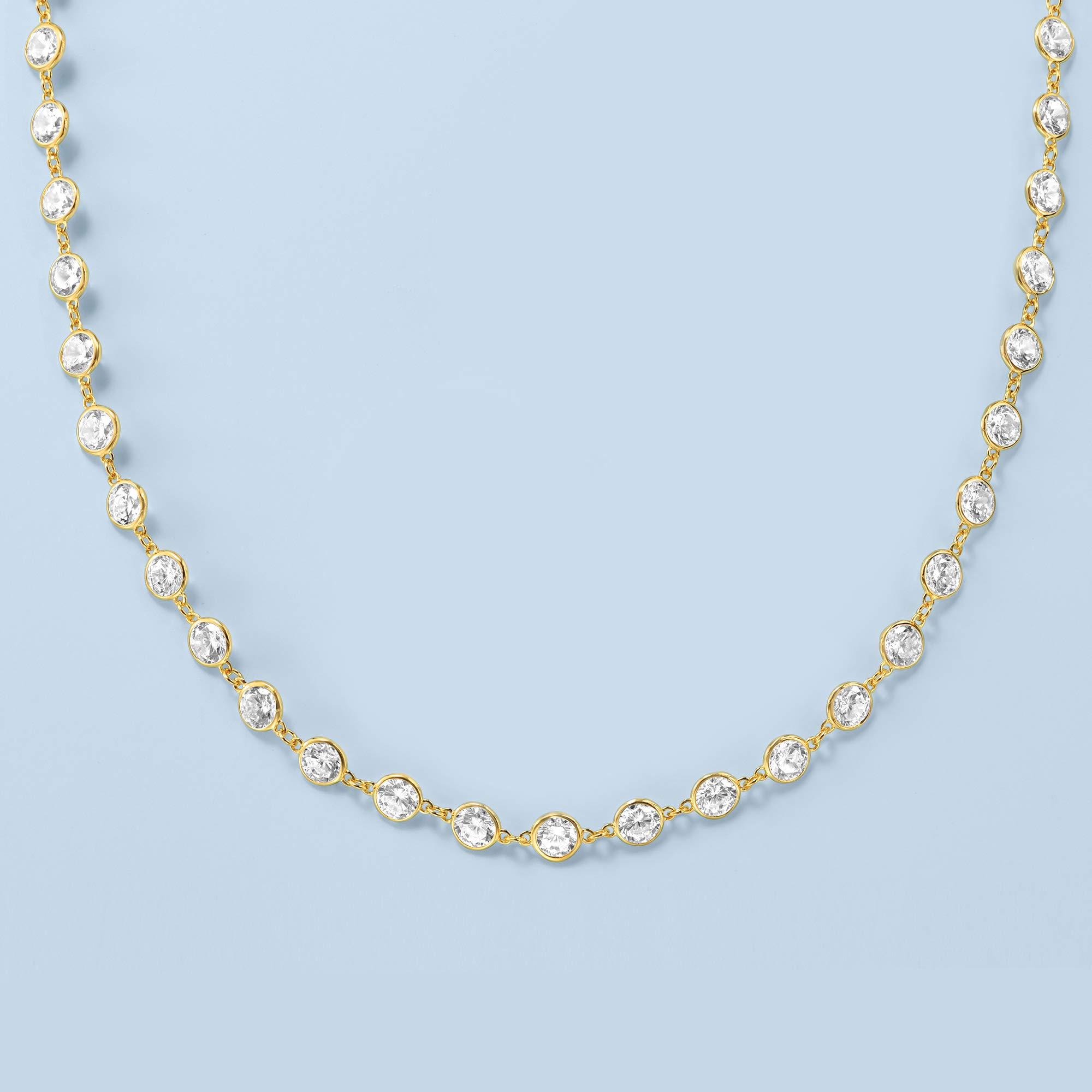 Ross-Simons 24.00 ct. t.w. Bezel-Set CZ Station Necklace in 18kt Gold Over Sterling. 180