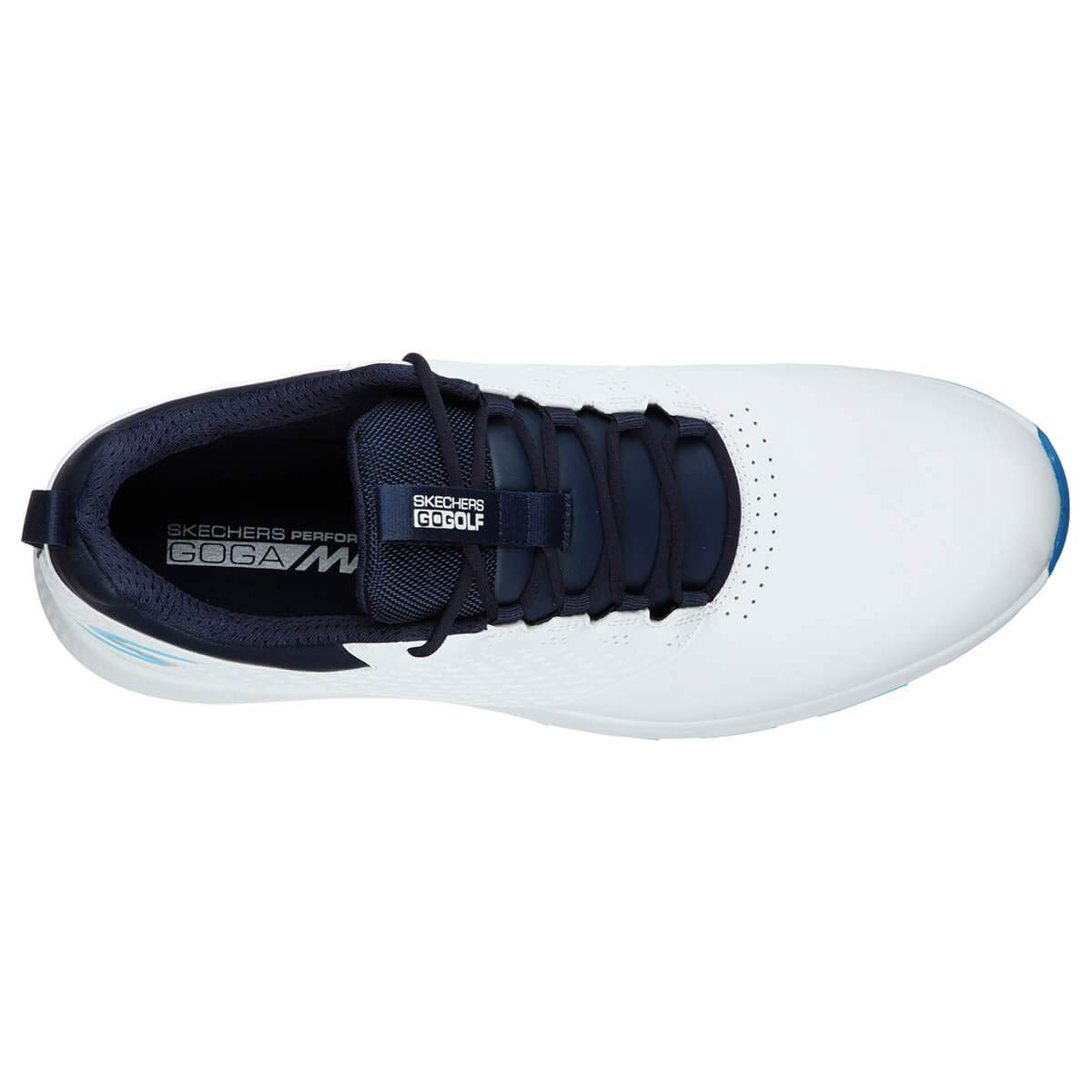 Skechers mens Elite 4 Waterproof Golf Shoe, White/Navy, 9 Wide US