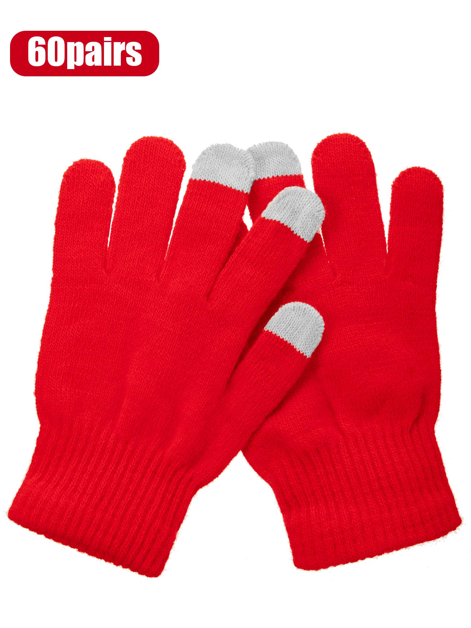SATINIOR 60 Pairs Touchscreen Gloves Winter Stretch Knitted Texting Gloves for Men Women (Color 3)