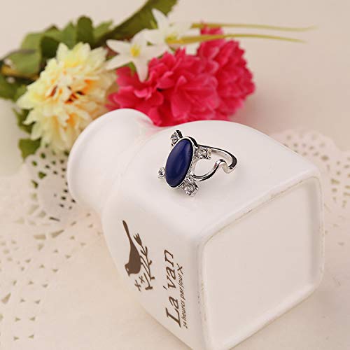 XCFS Silver Plated Engraved Vampire Merchandise Band Ring Elena Gilbert CZ Blue Stone Pattern Souvenir Daylight Rings,Size 6-10 (8)