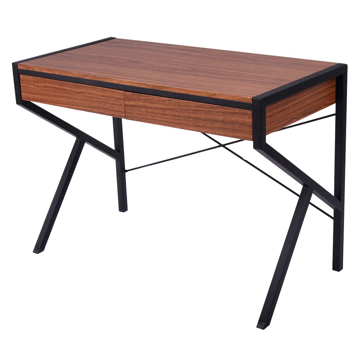 Tangkula Computer Desk, PC Laptop Desk Modern Simple Style Study Writing Table, Home Furniture Office Workstation with Storage Drawers (Wood)
