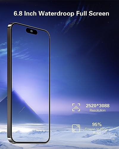 VIQEE A14 Pro Max 5G Unlocked Smartphone - 6GB+256GB Fully Unlocked Cell Phone for Android 13, 6.8" Unlocked Cell Phone, 6800mAh, 48MP+108MP Dual Camera (Black)