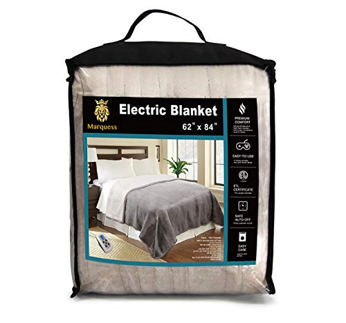 Twin Electric Blanket Heated Sherpa and Reversible Flannel Washable Throw,Fast-Heating Full Body Warming Soft with 10 Heat Settings/Safety 10 Hours Auto-Off Controller (62x84''Linen