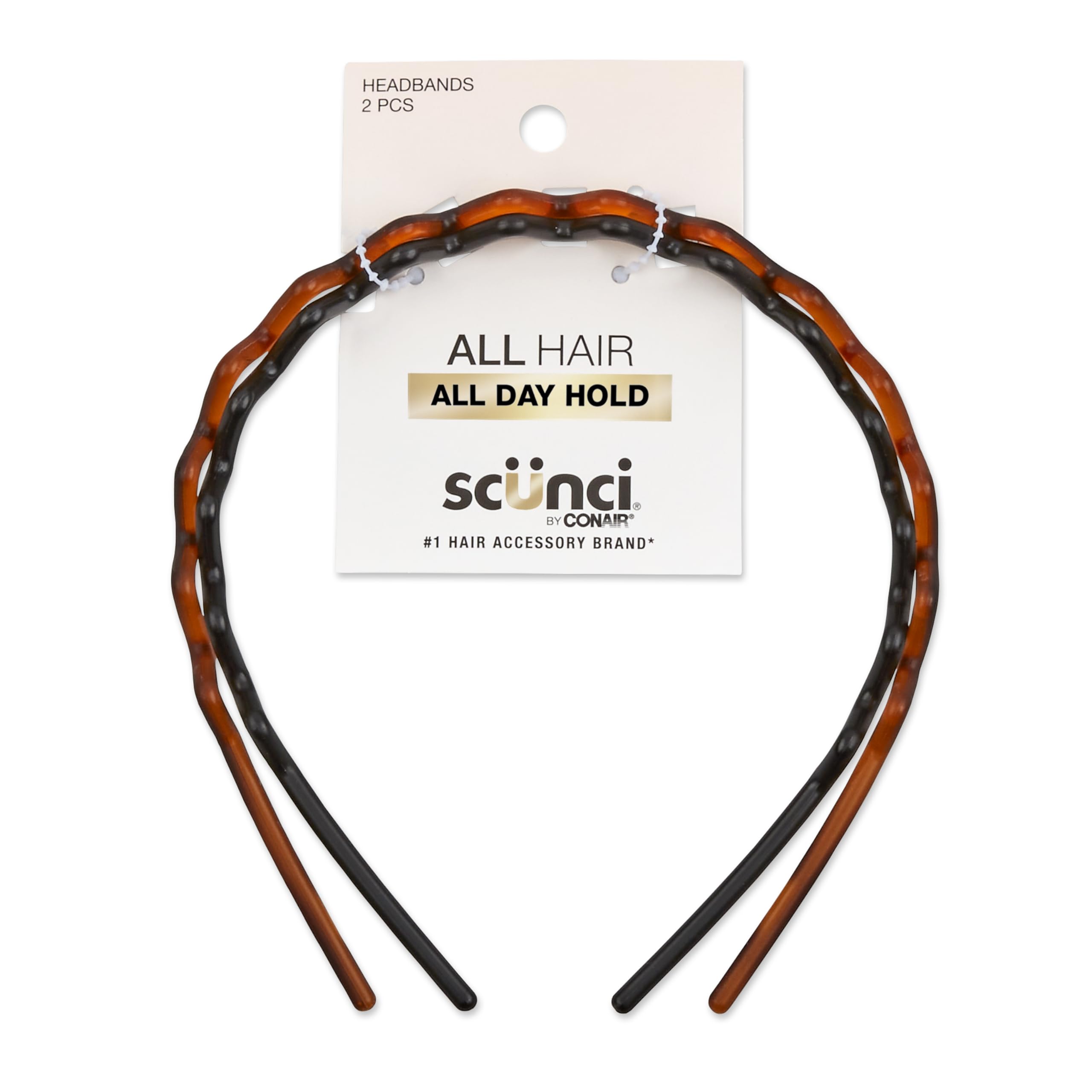 Scunci Effortless Beauty Headbands, 1-Inch Wide, 2-Count (1-Pack)