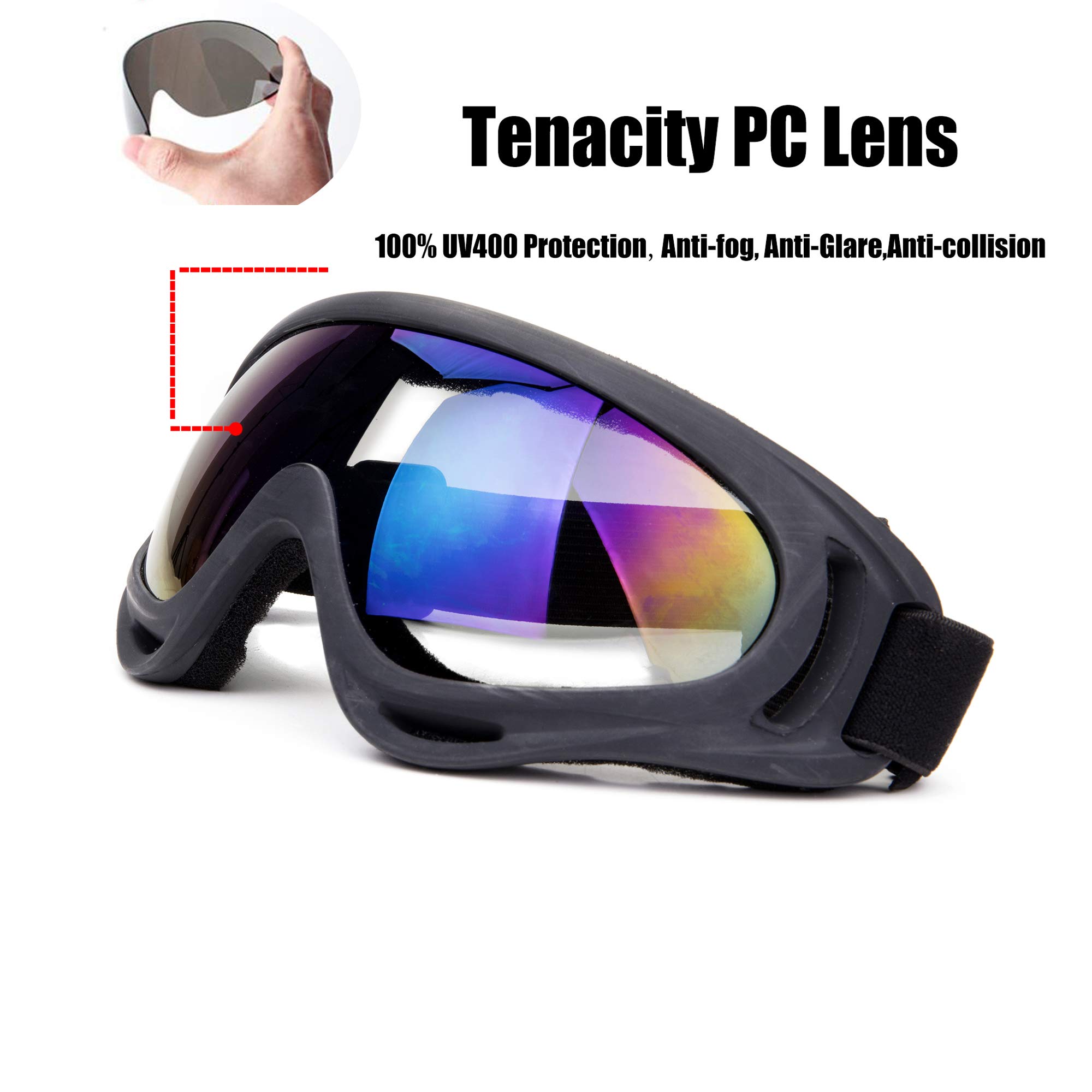 Ski Goggles, Snowboard Glasse, Anti-Fog for Skiing Motorcycle Bicycle Climbing