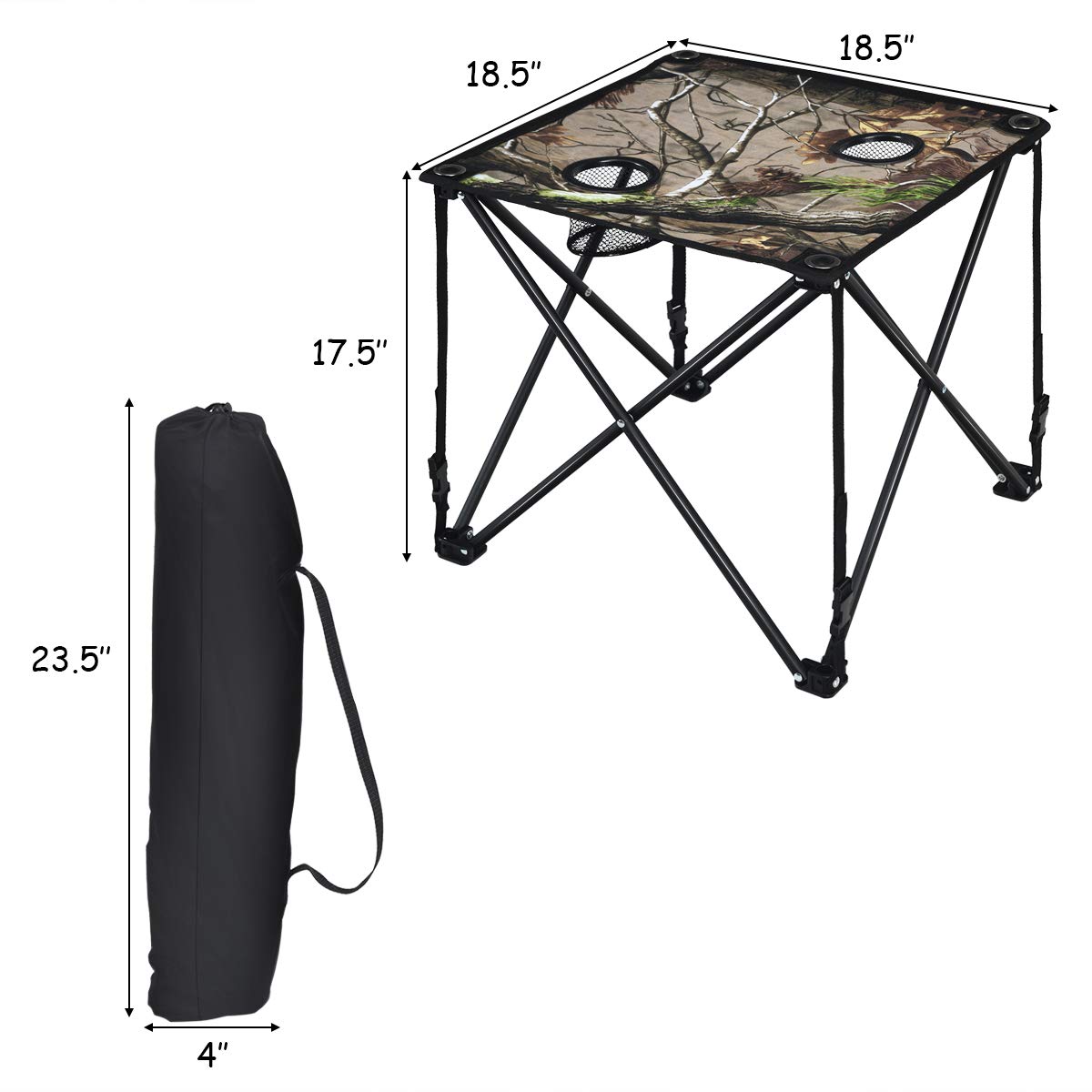 Tangkula Portable Camping Table, Lightweight Folding Camp Table with 2 Cup Holders and Carrying Bag for Outdoor Camping Hiking Picnic Hunting