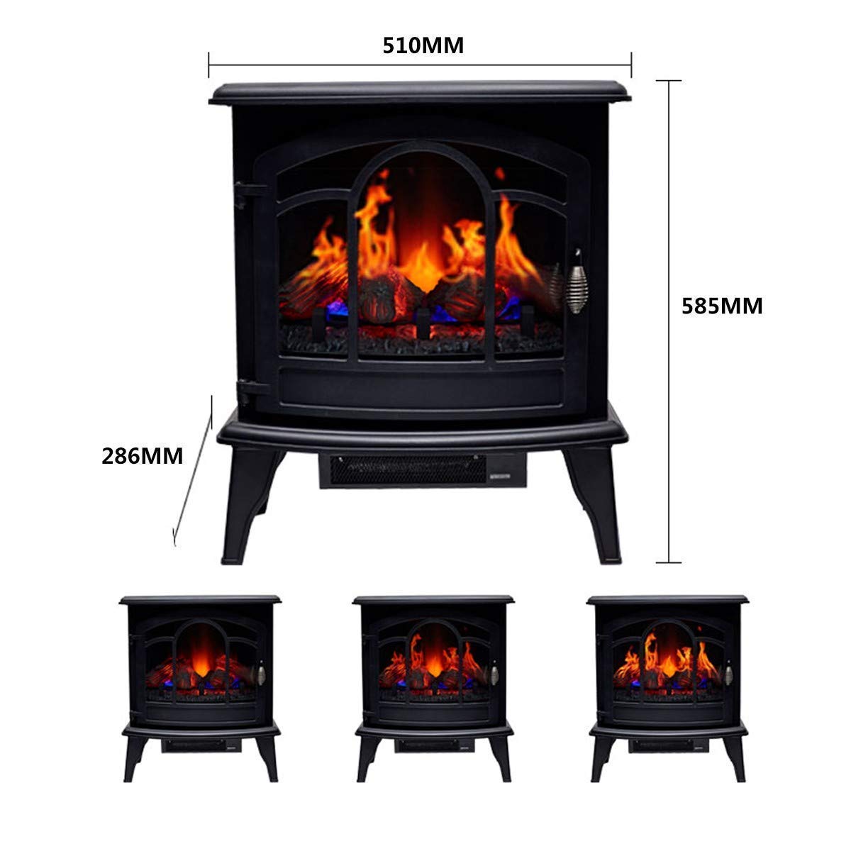 ROLTIN Electric Fire with Surround Mantelpiece Lights with Remote-Controlled Old Electric Fireplace Heater with Wood-Burned Led Light