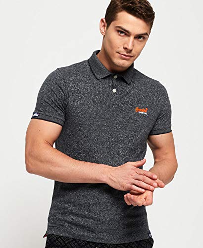Superdry Mens Orange Label Jersey Polo Shirt Volcanic Black Feeder Size XXL