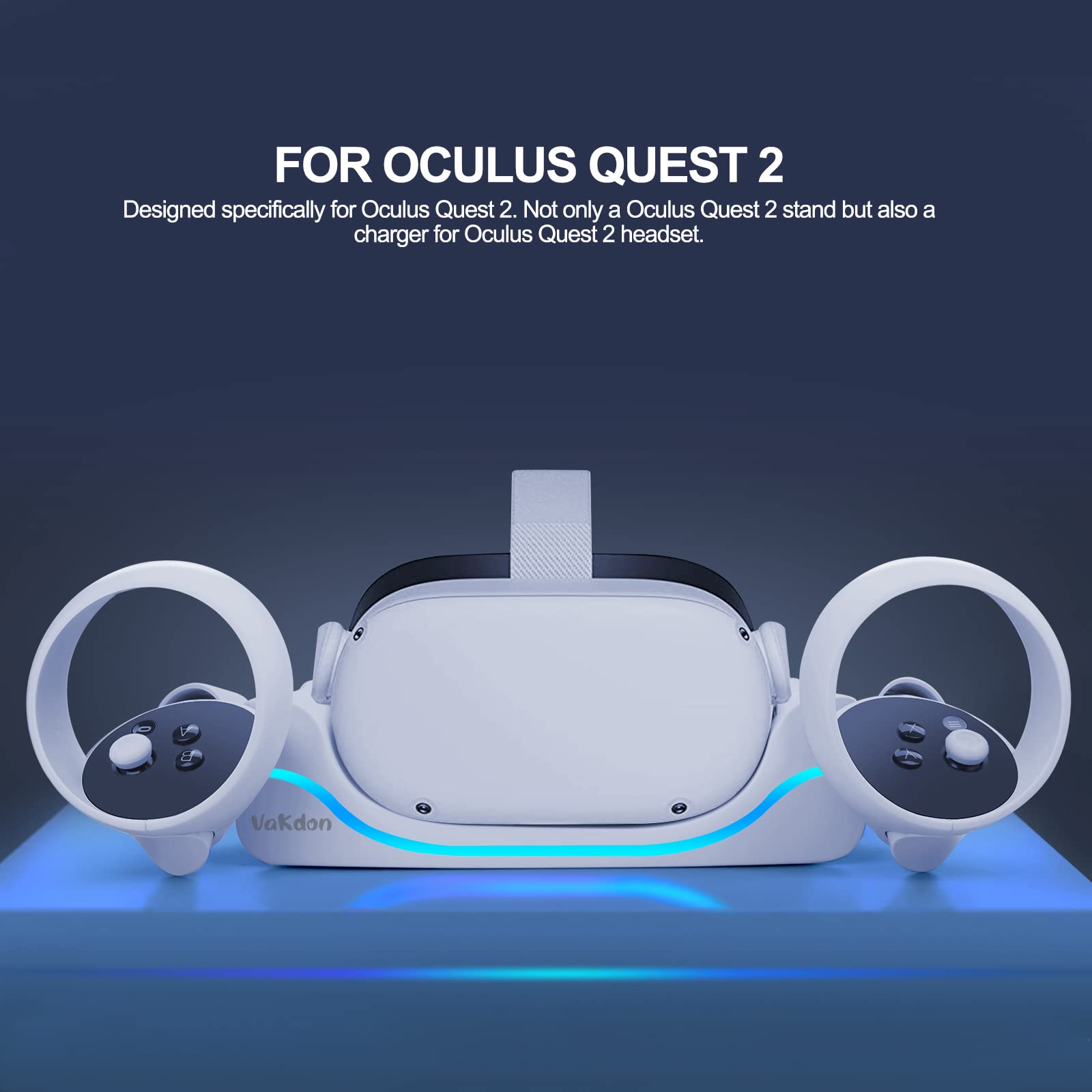 Vakdon Charging Dock Compatible with Oculus/Meta Quest 2, VR Headset Wall Mount Charging Station, High Speed Charging Stand for Quest 2 with Charging Port and LED Indicator, USB-C Link Cable (White)