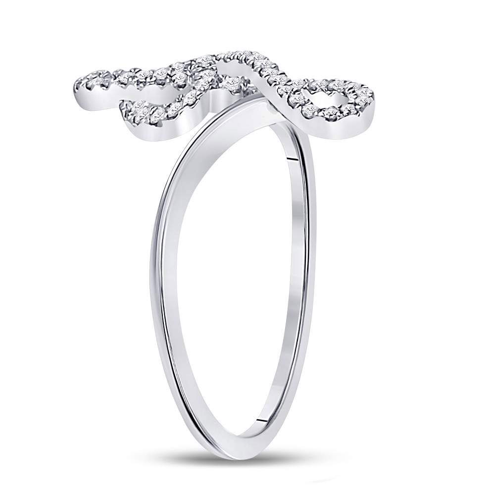 The Diamond Deal 10kt White Gold Womens Round Diamond Treble Clef Music Note Fashion Ring 1/6 Cttw