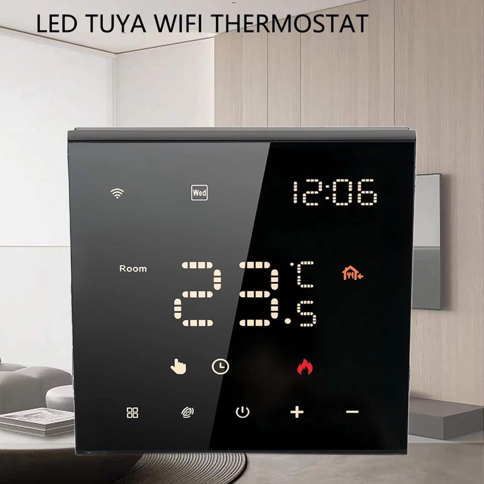 Thermostat, Smart Thermostat Practical APP Control 100-250VAC 7 Day Programmable Touch Screen High Accuracy Flame Retardant for Indoor (3A Water Floor Heating Wall Hanging