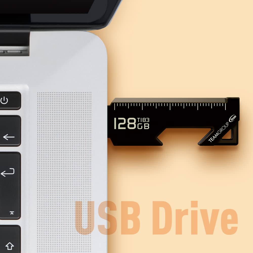 TEAMGROUP T183 128GB USB 3.2 Gen 1 3.1/3.0 Metal Magnetic Multi-Functional Read 140MB/s Flash Thumb Drive Memory Stick Compatible with PC Computer/Laptop Nickel Black TT1833128GF01